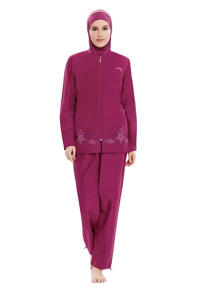 Tam Kapalı Tesettür Mayo - Tesmay - 216082 Mürdüm