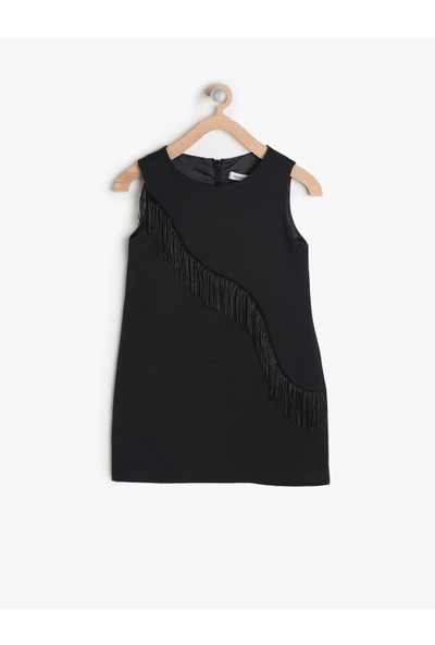 Koton Kids Kız Çocuk Püskül Detaylı Elbise Siyah