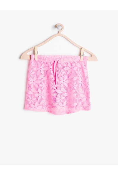 Koton Kids Kız Çocuk Dantel Detaylı Etek Pembe