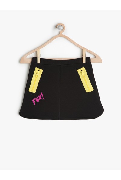 Koton Kids Kız Çocuk Fermuar Detaylı Etek Siyah