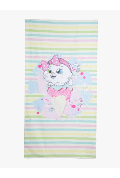 Koton Kids Kız Çocuk Pisi Baskılı Havlu Renkli