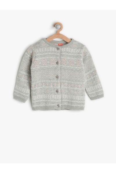 Koton Kids Kız Çocuk Desenli Hırka Pembe