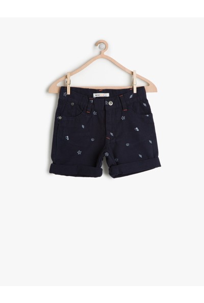 Koton Kids Erkek Çocuk Desenli Şort Lacivert
