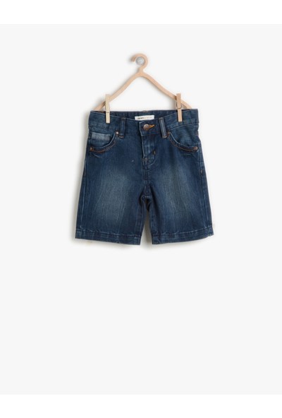 Koton Kids Erkek Çocuk Rahat Kesim Jean Şort İndigo