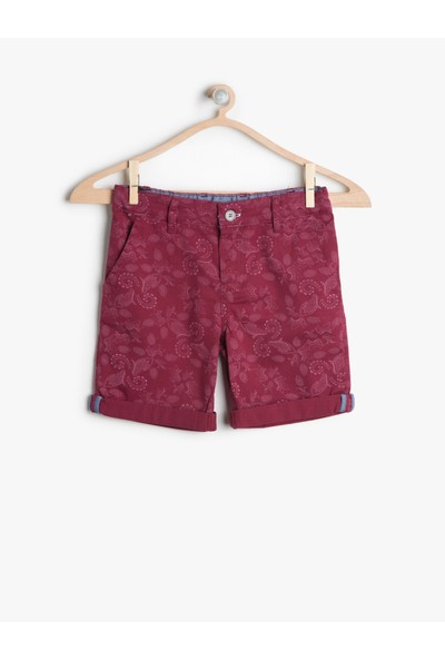 Koton Kids Erkek Çocuk Desenli Şort Bordo Koton Kids Erkek Çocuk Desenli Şort Bordo