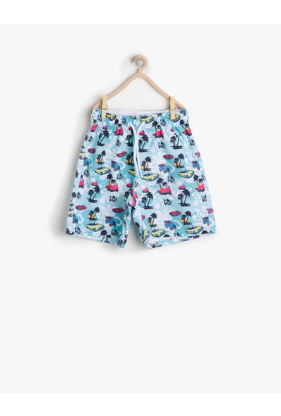 Koton Kids Erkek Çocuk Baskılı Deniz Şortu Yeşil