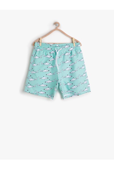 Koton Kids Erkek Çocuk Desenli Deniz Şortu Yeşil
