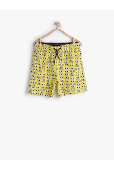 Koton Kids Erkek Çocuk Desenli Deniz Şortu Sarı