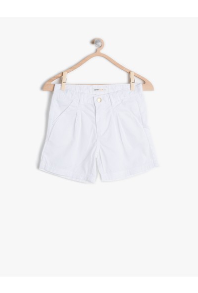 Koton Kids Kız Çocuk Rahat Kesim Şort Beyaz