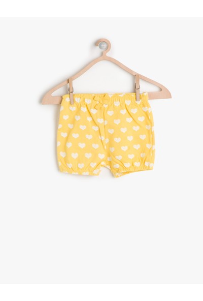 Koton Kids Kız Çocuk Desenli Şort Sarı