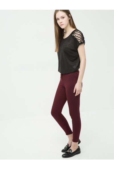Ole Kadın Dar Kesim Pantolon Bordo