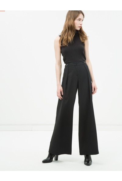 Koton Kadın Geniş Paça Pantolon Siyah