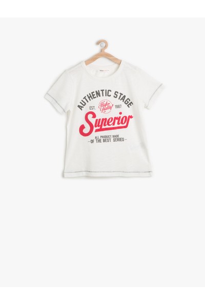 Koton Kids Erkek Çocuk Baskılı T-Shirt Beyaz