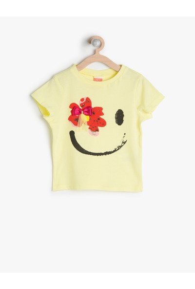 Koton Kids Kız Çocuk Baskılı T-Shirt Sarı