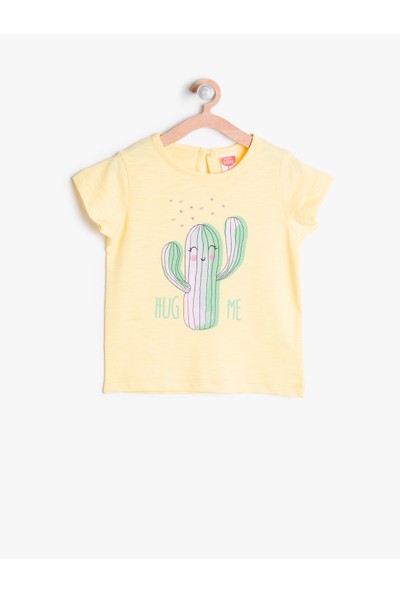 Koton Kids Kız Çocuk Baskılı T-Shirt Sarı
