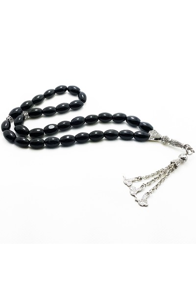 Bee One Oniks Taşlı Gümüş Kaplama Tesbih cs89