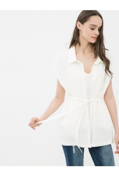 Koton Kadın Beli Bağlamalı Yelek Beyaz