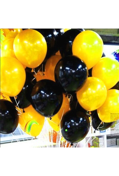 25 Adet 1. Sınıf XL Siyah-Gold Renk Balon mm19-25