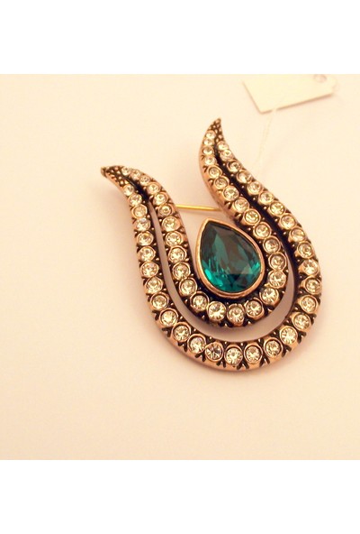 Aşina Gümüş Elmas Montür Lale Zümrüt Broş Muhteşem Yüzyıl Hurrem Harem Serisi