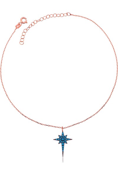 Bayan Lili Gümüş Firuze Taşlı Kutup Yıldızı Halhal Bayan Lili Gümüş Firuze Taşlı Kutup Yıldızı Halhal