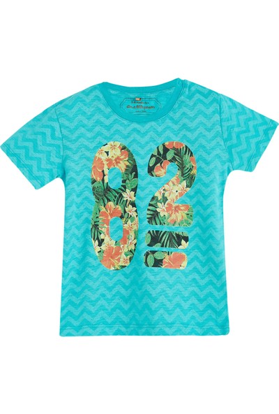 Soobe Pop Boys Çiçekli Kısa Kol T-Shirt Okyanus 0 - 3 Ay