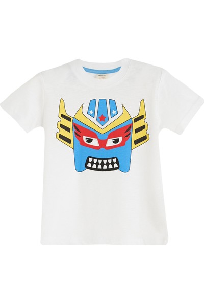 Soobe Super Heroes Çantalı Kısa Kol T-Shirt Beyaz 3 Yaş