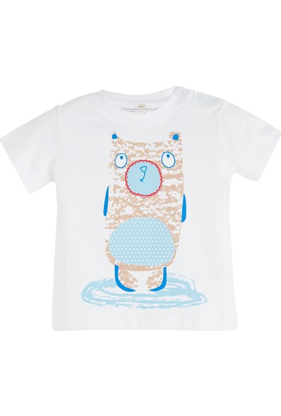 Soobe Pop Boys Şaşkın Köpek Kısa Kol T-Shirt Beyaz 0 - 3 Ay