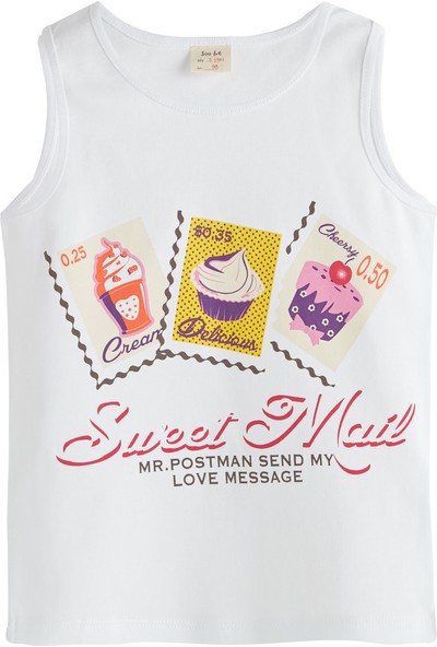 Soobe Pop Girls Pul Kolsuz T-Shirt Beyaz 6 Yaş