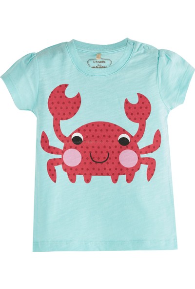 Soobe Pop Girls Sevimli Yengeç Kısa Kol T-Shirt Çini 3 - 6 Ay