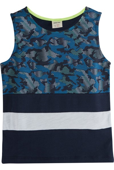 Soobe Camo Boys Kamuflaj Kolsuz T-Shirt Lacivert 3 Yaş
