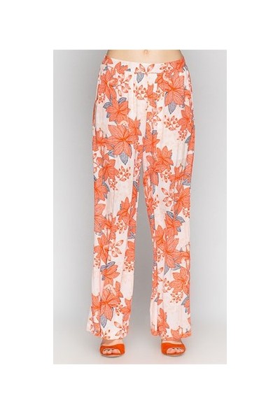 Vero Moda Kadın Somon Yüksek Bel Geniş Paça Desenli Pantalon Vero Moda Kadın Somon Yüksek Bel Geniş Paça Desenli Pantalon