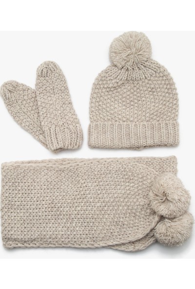 Koton Kids Kız Çocuk Bere Takımı Açık Kahverengi Koton Kids Kız Çocuk Bere Takımı Açık Kahverengi