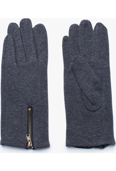 Koton Kadın Fermuar Detaylı Eldiven Gri