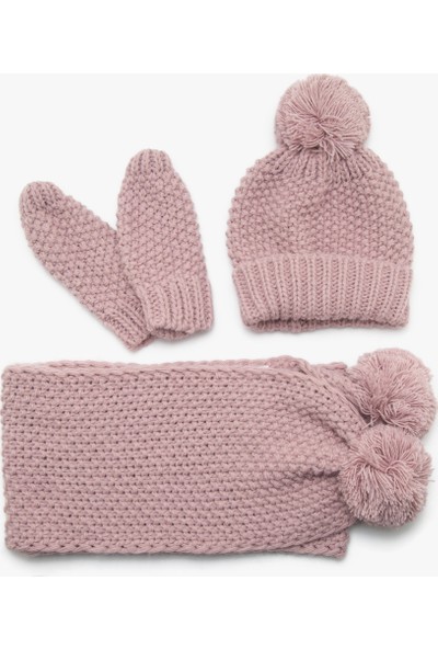 Koton Kids Kız Çocuk Bere Takımı Pudra