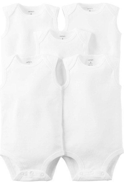 Carter's Layette Bebek 5'Li Beyaz Kolsuz Body 126G386