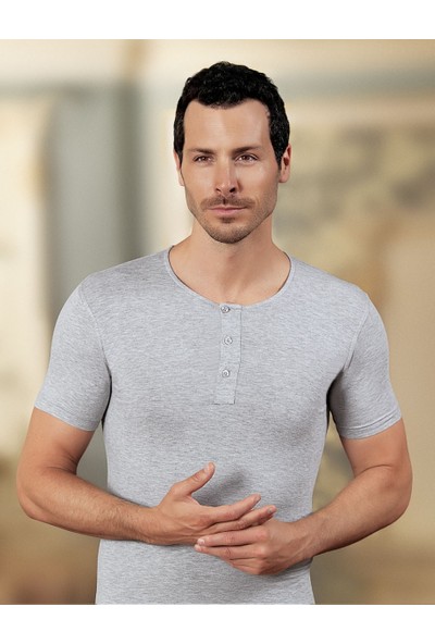 Şahinler Erkek Gri Bisiklet Yaka Likralı Süprem Atlet ME087
