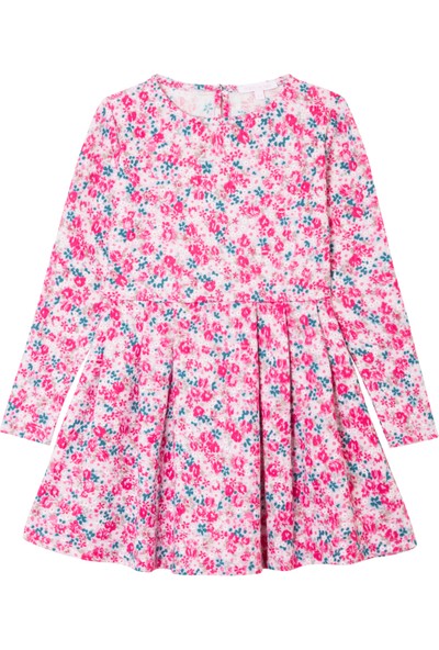 İkizim ve Ben Uzun Kollu Pembe Çiçekli Elbise