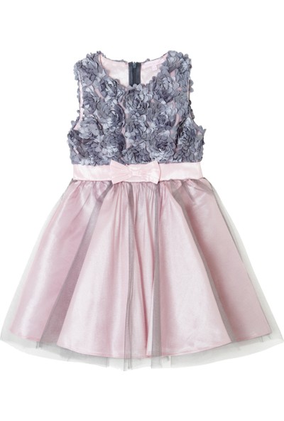 İkizim ve Ben Gri Pembe Tüllü Elbise