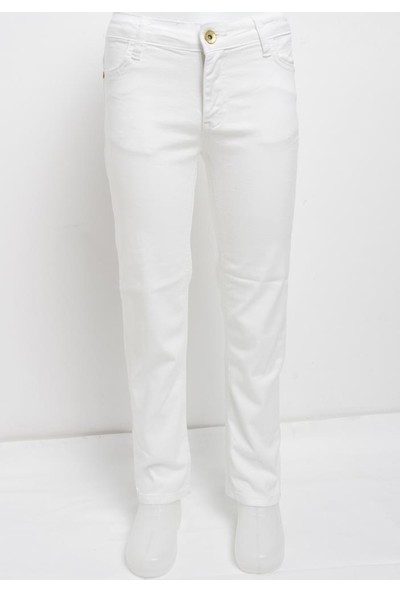 Ottomama Kız Çocuk Keten Pantolon Beyaz Renk