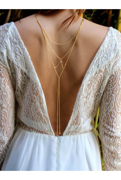 Atlascodesign Altın Kaplama Sırt Dekolte Kolyesi