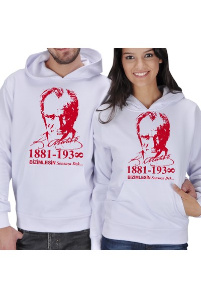 Tisho Atatürk Baskılı Sevgili Kapüşonlu Sweatshirt