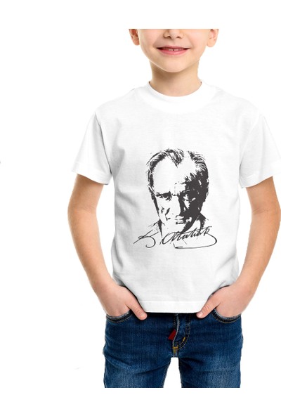 Cücüko Atatürk Silüeti İmzalı Baskılı Tişört