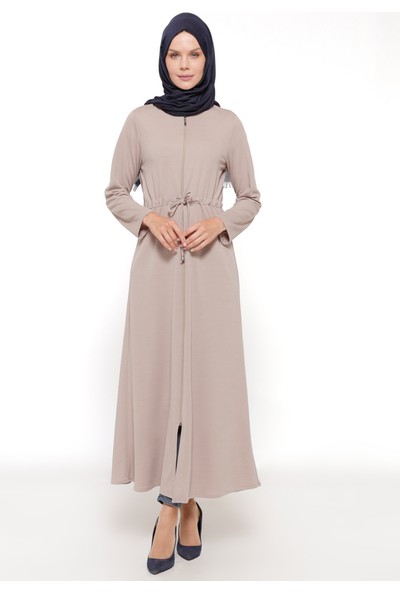 Fermuarlı Ferace - Vizon - Miss Cazibe