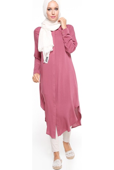 Gizli Düğmeli Tunik - Gül Kurusu - Topless