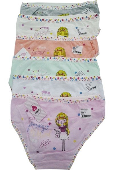 Koza Renkli Desenli Kız Çocuk Külot 6'lı Paket
