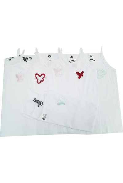 Gümüş İç Giyim İp Askılı Taşlı Kız Çocuk Atlet 6'lı Paket