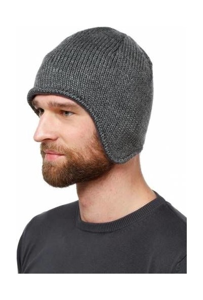 Modamarka-Shop Erkek Örgü Bere İçi Polar Şapka Gri