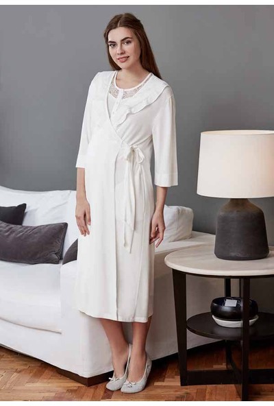 Eros Esk21614 Dantelli Lohusa Uzun Kollu Sabahlık