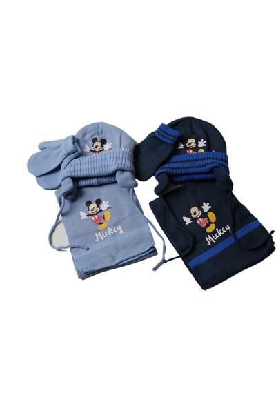 Disney Mickey Mouse Atkı Bere Eldiven Seti Cap-0083 Disney Mickey Mouse Atkı Bere Eldiven Seti Cap-0083