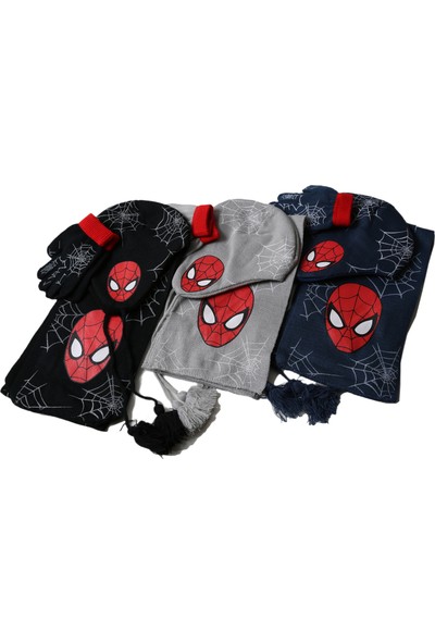 Marvel Spiderman Atkı Bere Eldiven Seti Cap-0148 Marvel Spiderman Atkı Bere Eldiven Seti Cap-0148